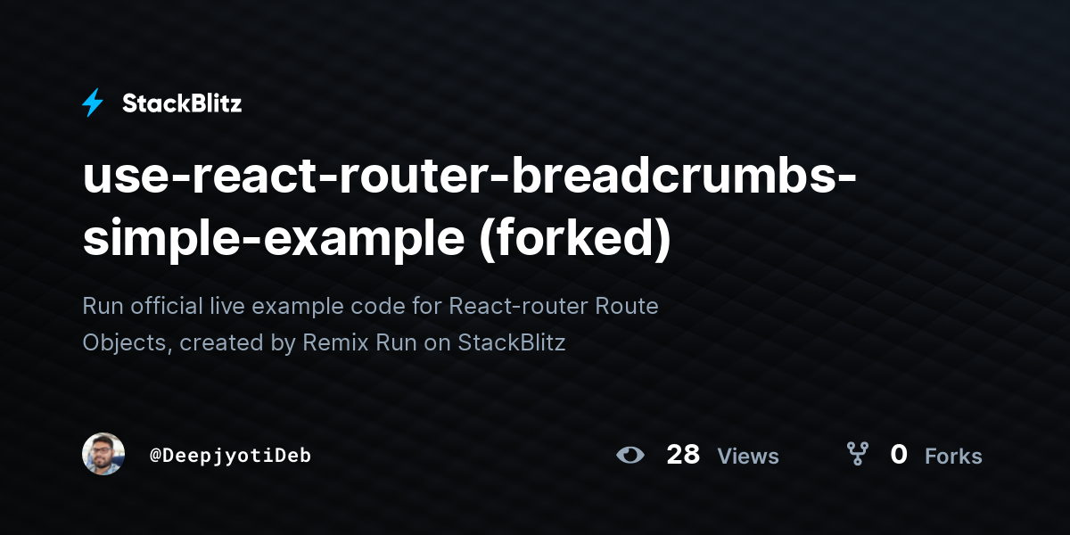 use-react-router-breadcrumbs-simple-example (forked) - StackBlitz use-react-router-breadcrumbs-simple-example (forked) - StackBlitz