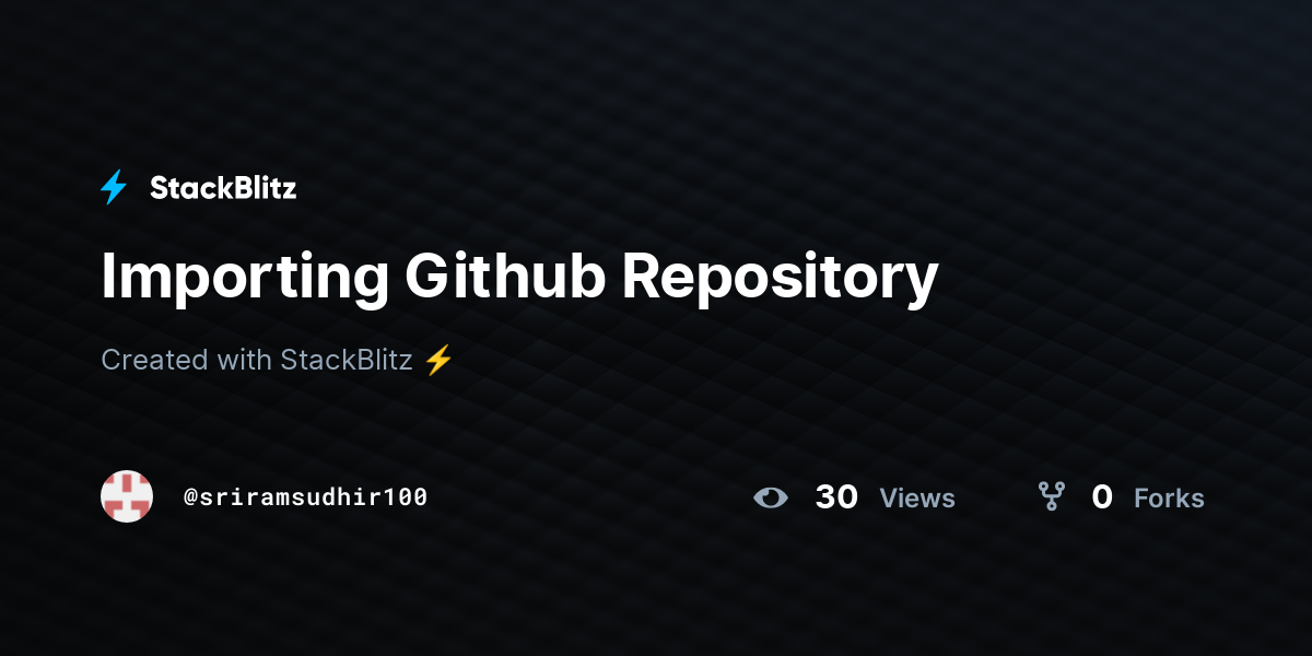 Importing Github Repository - StackBlitz