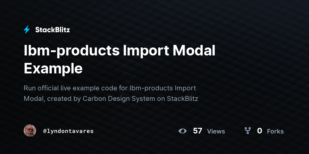 Ibm-products Import Modal Example - StackBlitz