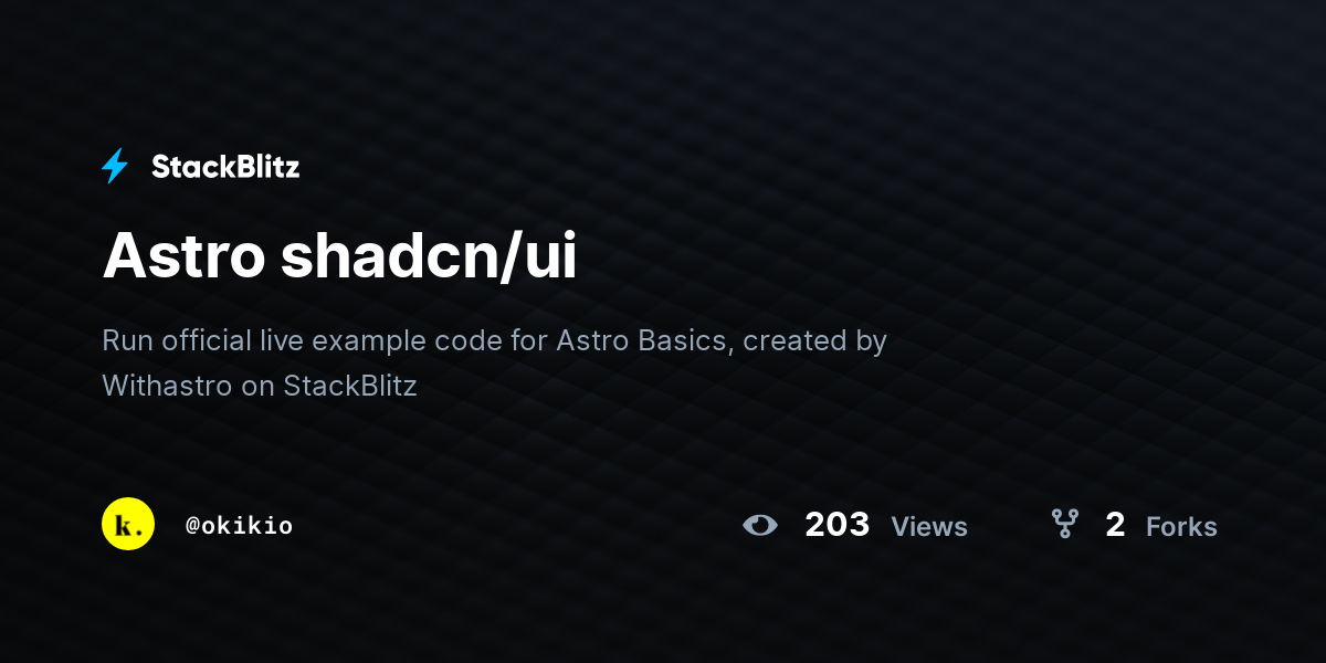 Astro shadcn/ui - StackBlitz