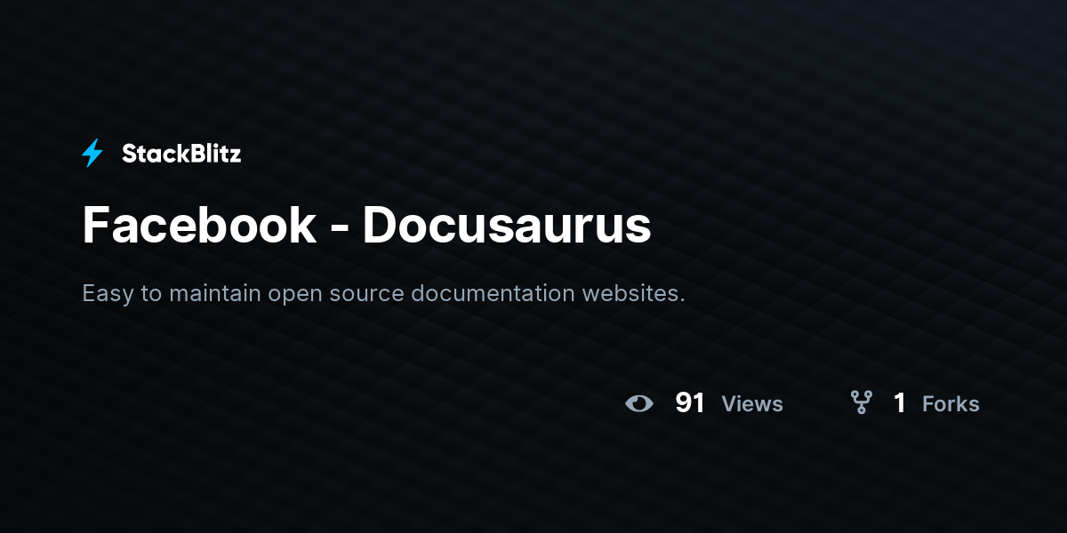 Facebook - Docusaurus - StackBlitz