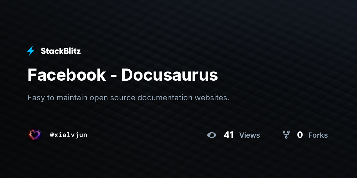 Facebook - Docusaurus - StackBlitz
