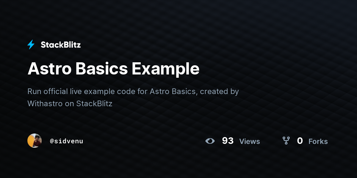Astro Basics Example - StackBlitz
