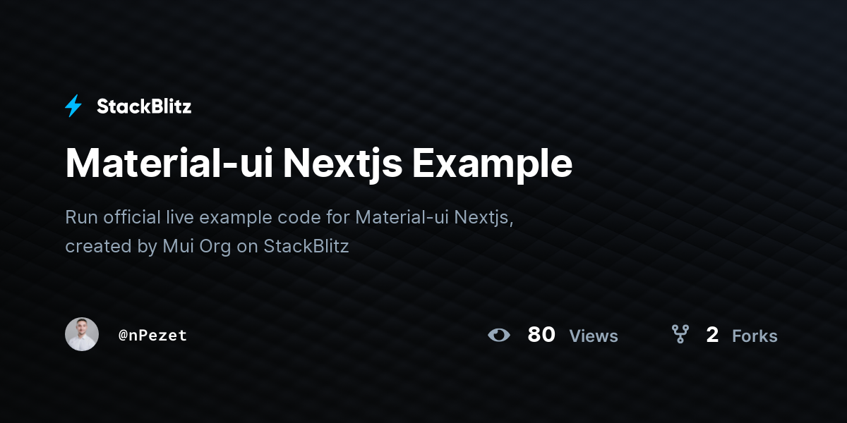 Material-ui Nextjs Example - StackBlitz