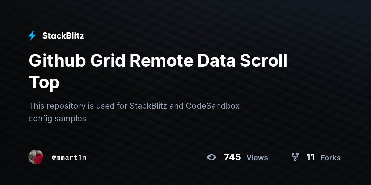Github Grid Remote Data Scroll Top - StackBlitz