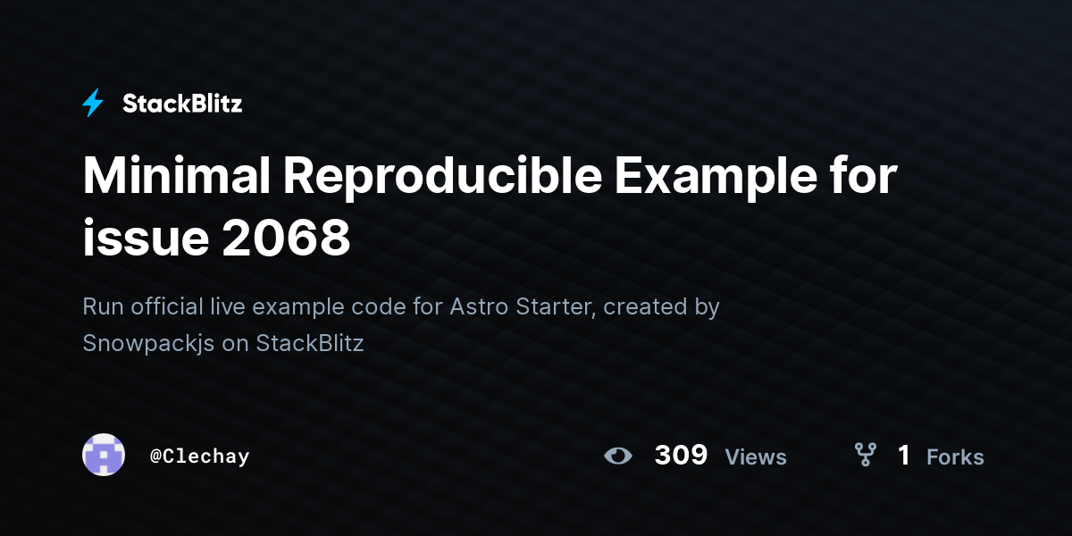 Minimal Reproducible Example for issue 2068 - StackBlitz