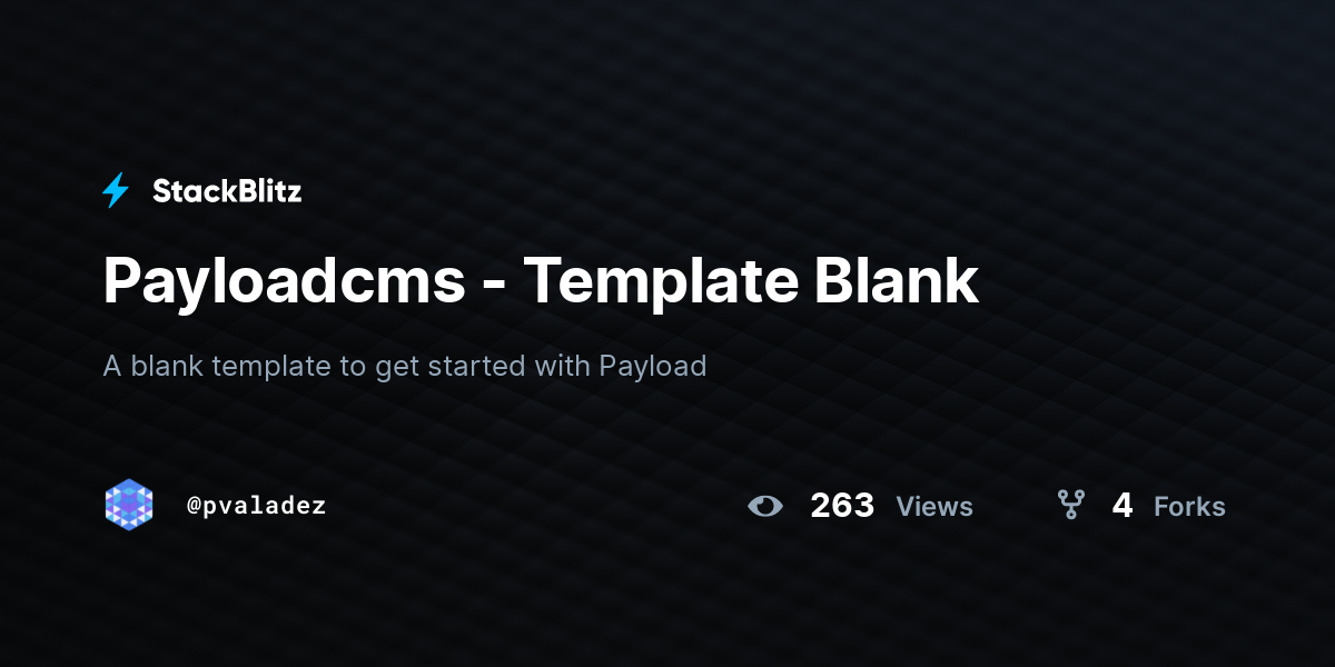 Payloadcms - Template Blank - StackBlitz Payloadcms - Template Blank - StackBlitz