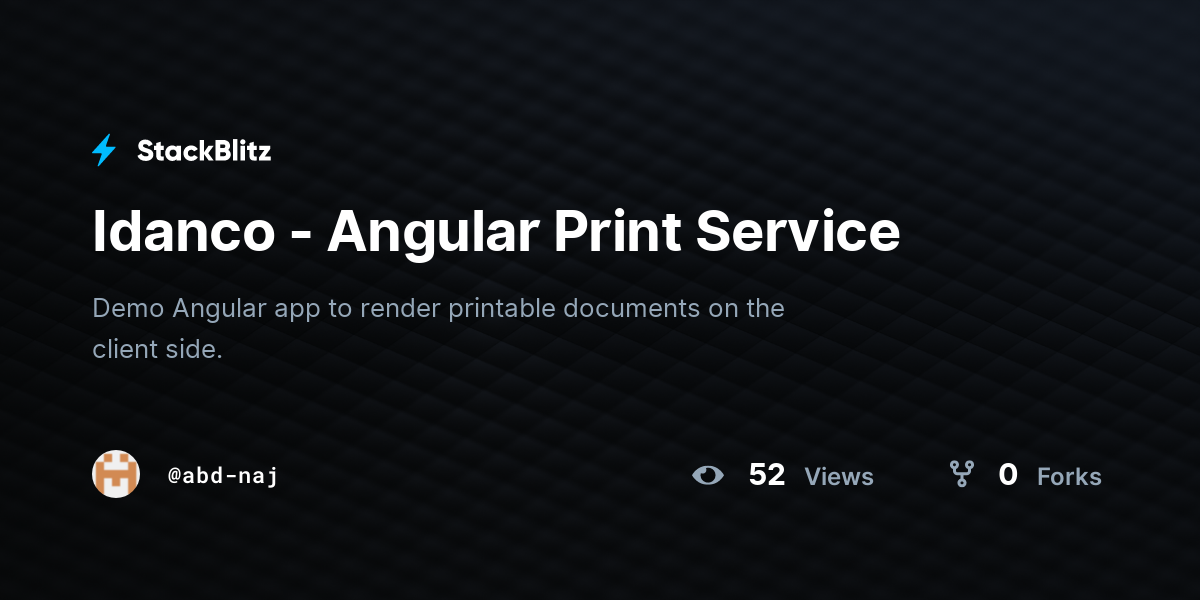 Idanco - Angular Print Service - StackBlitz