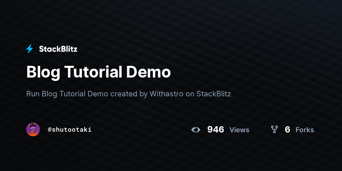 Blog Tutorial Demo - StackBlitz