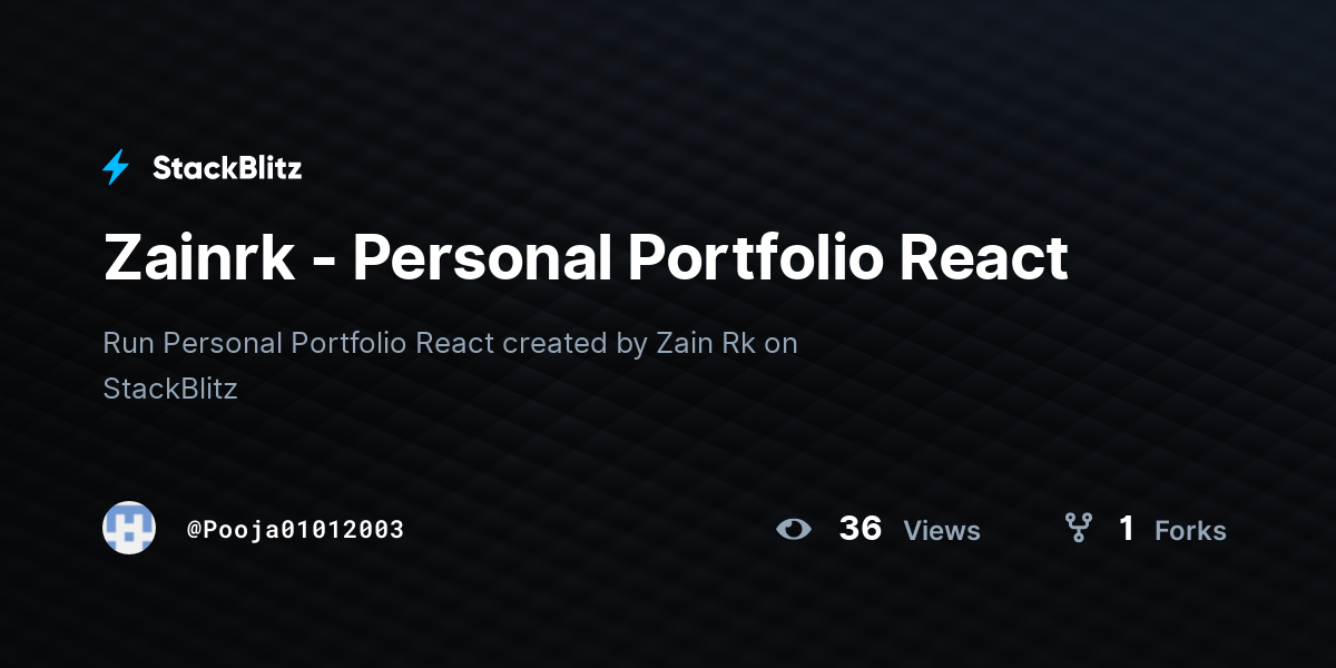 Zainrk - Personal Portfolio React - StackBlitz