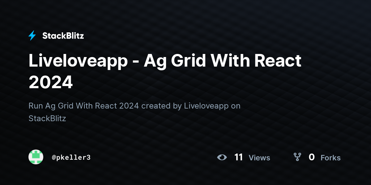 Liveloveapp - Ag Grid With React 2024 - StackBlitz
