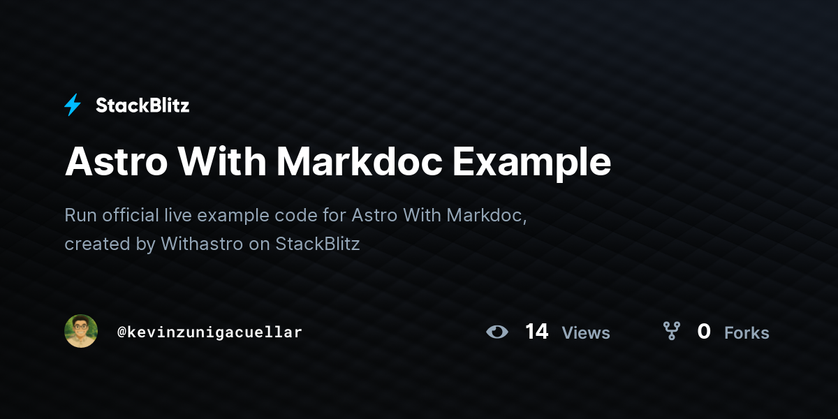 Astro With Markdoc Example - StackBlitz
