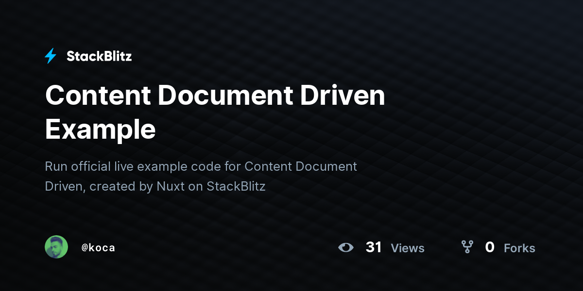 Content Document Driven Example - StackBlitz
