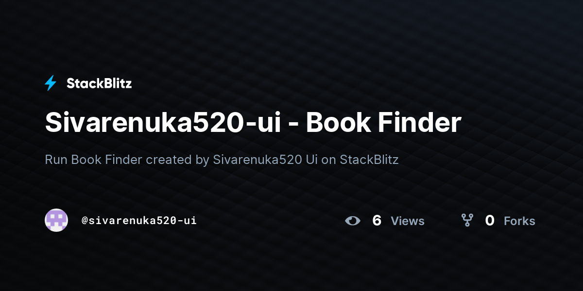 Sivarenuka520-ui - Book Finder - StackBlitz