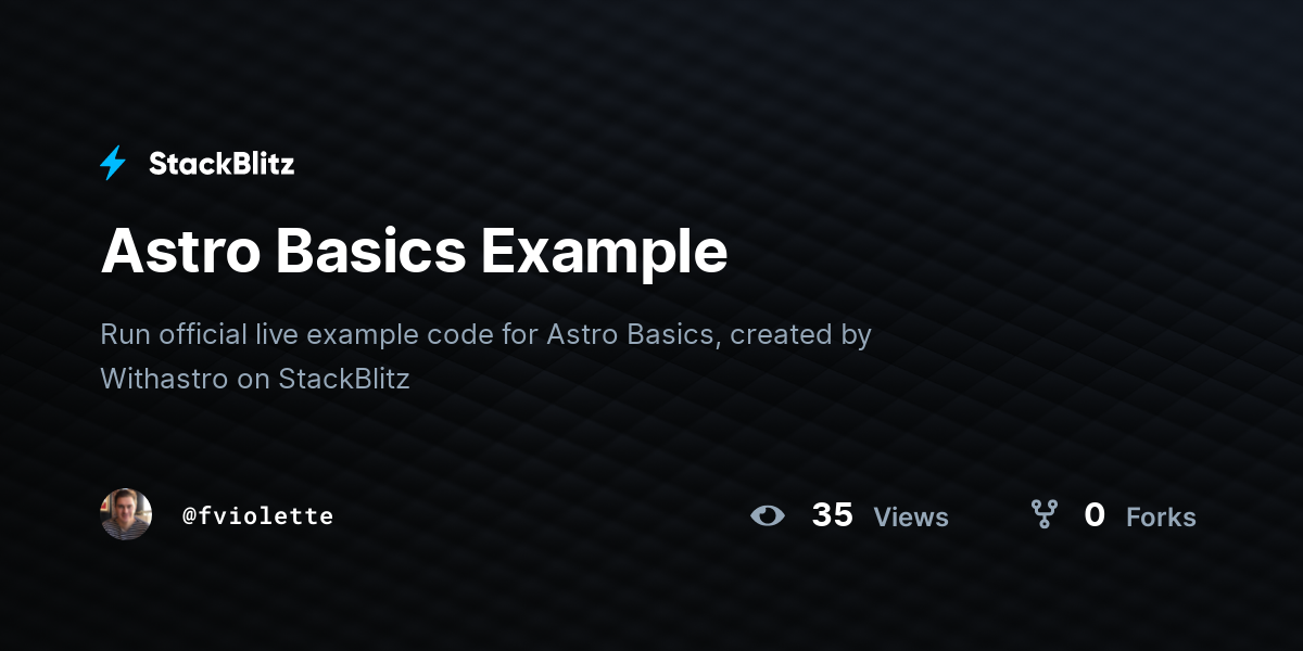 Astro Basics Example - StackBlitz