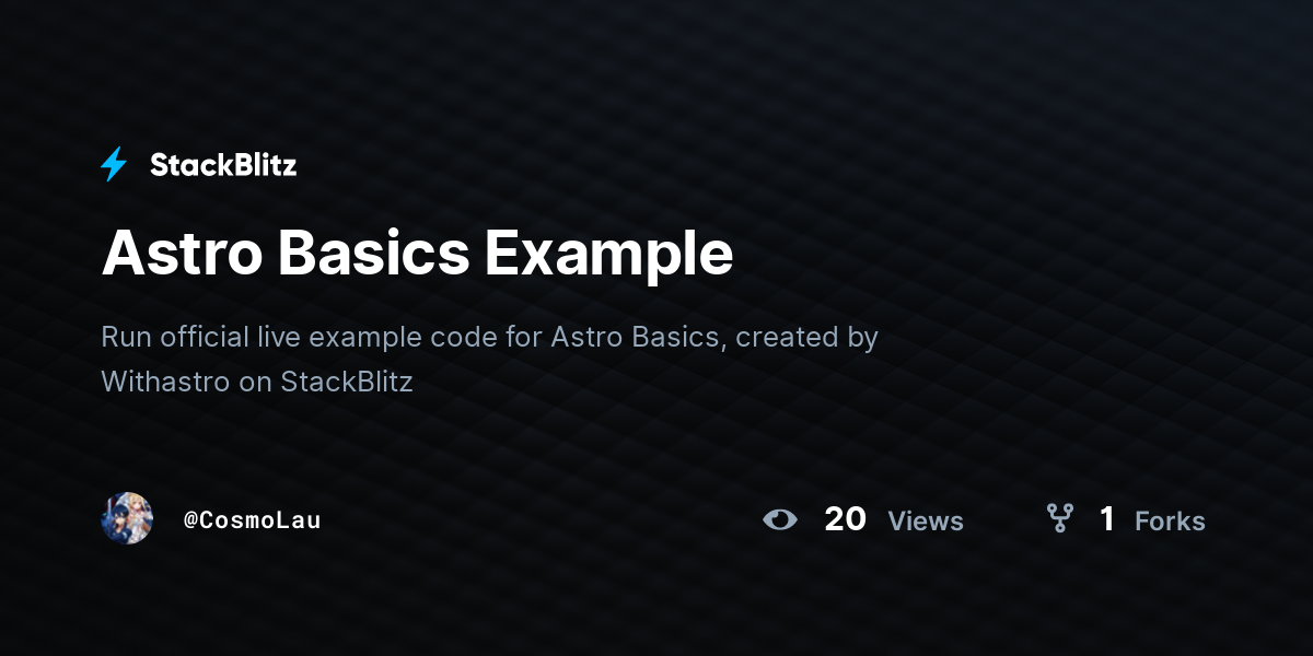 Astro Basics Example - StackBlitz