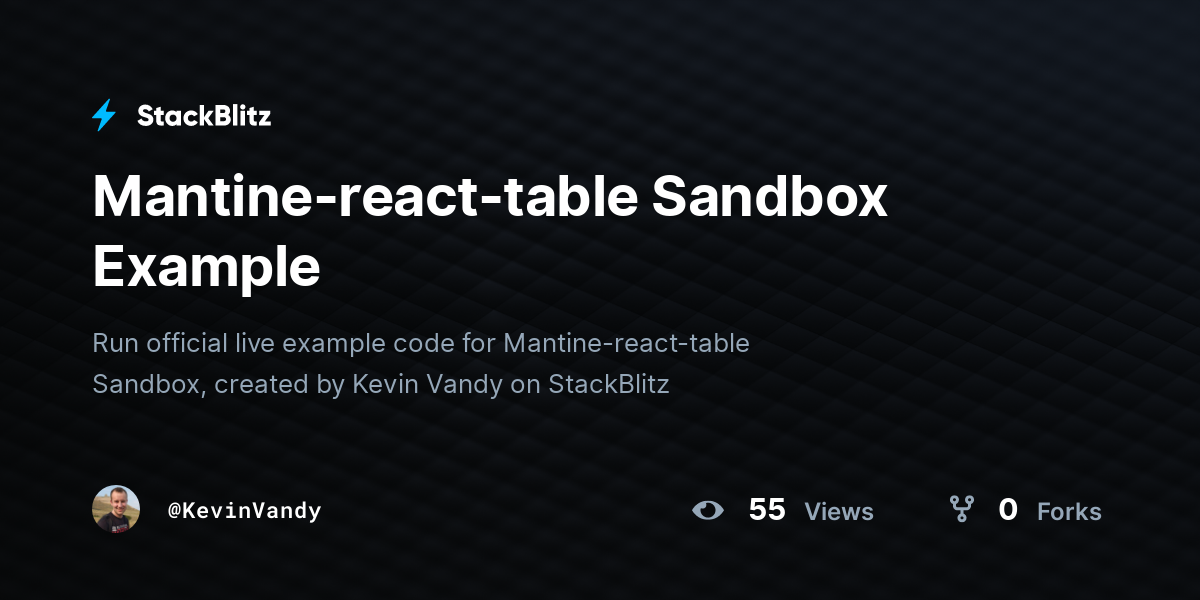 Mantine React Table Sandbox Example Stackblitz
