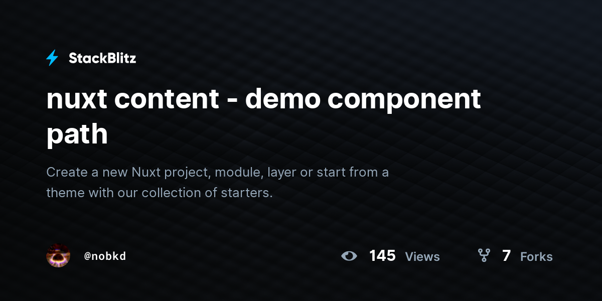 nuxt content - demo component path - StackBlitz