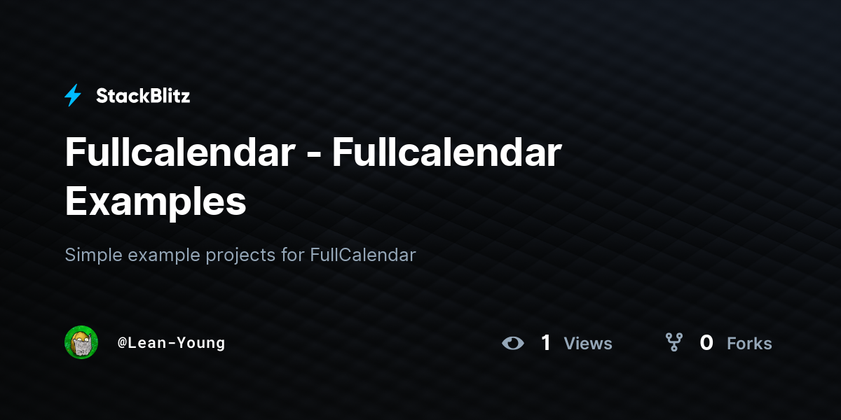 Fullcalendar - Fullcalendar Examples - StackBlitz