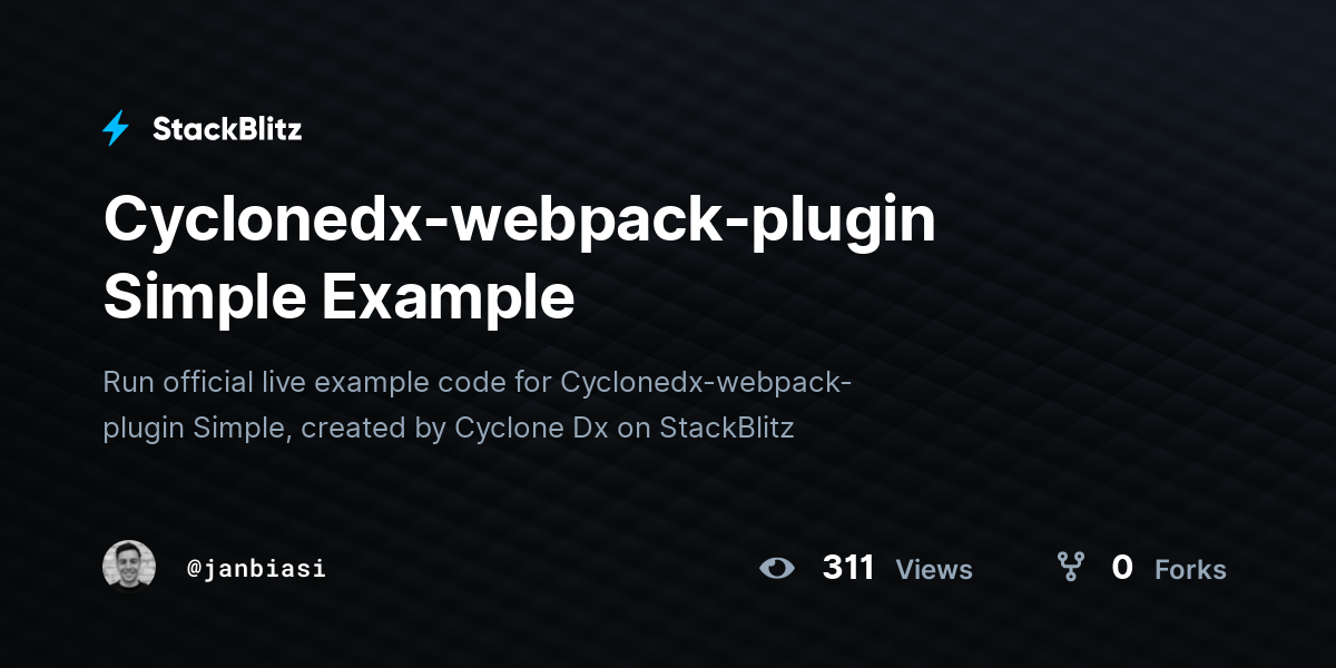 Cyclonedx-webpack-plugin Simple Example - StackBlitz