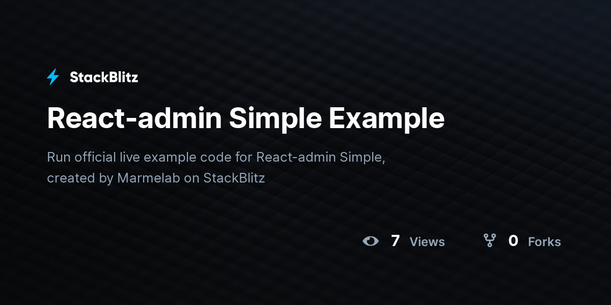 React-admin Simple Example - StackBlitz
