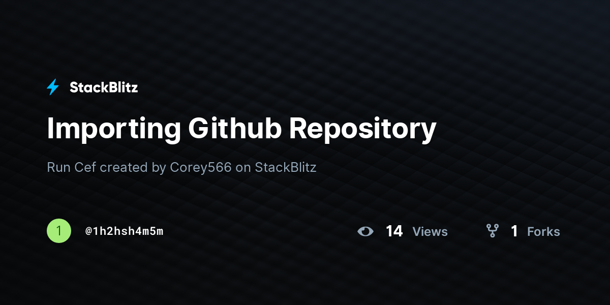 Importing Github Repository - StackBlitz