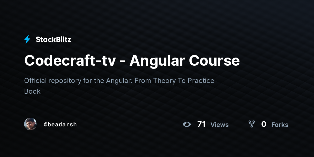 Codecraft-tv - Angular Course - StackBlitz