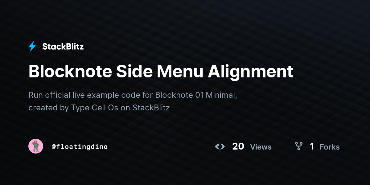 Blocknote Side Menu Alignment - StackBlitz