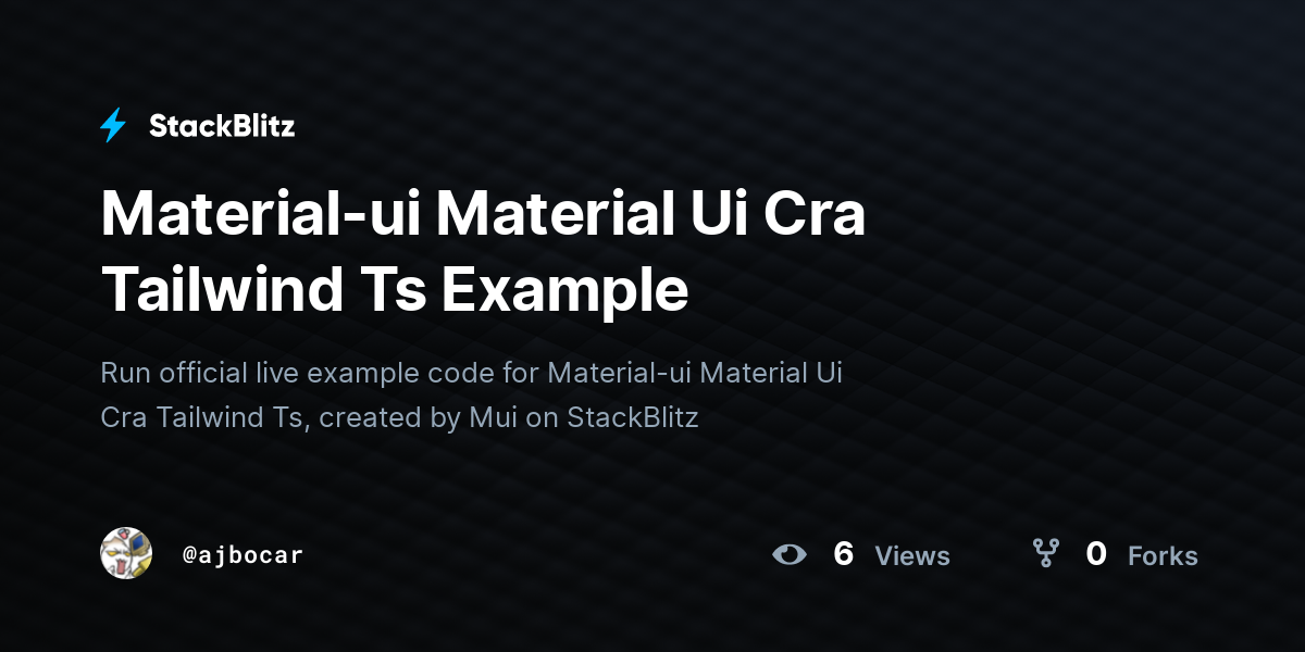 Material-ui Material Ui Cra Tailwind Ts Example - StackBlitz