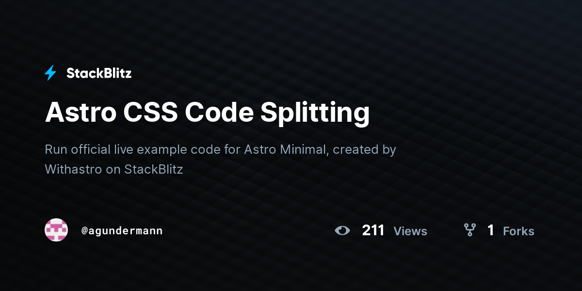 Astro CSS Code Splitting - StackBlitz