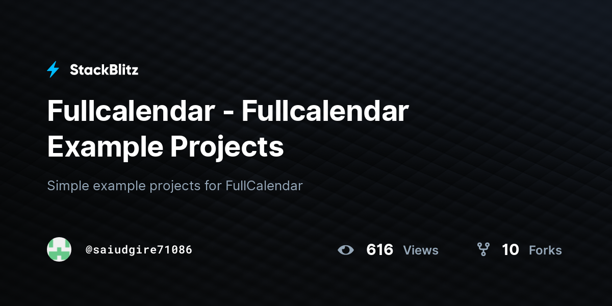 Fullcalendar - Fullcalendar Example Projects - StackBlitz
