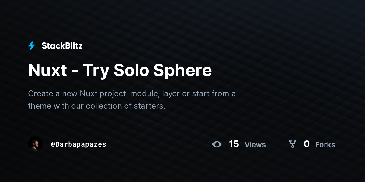 Nuxt - Try Solo Sphere - StackBlitz