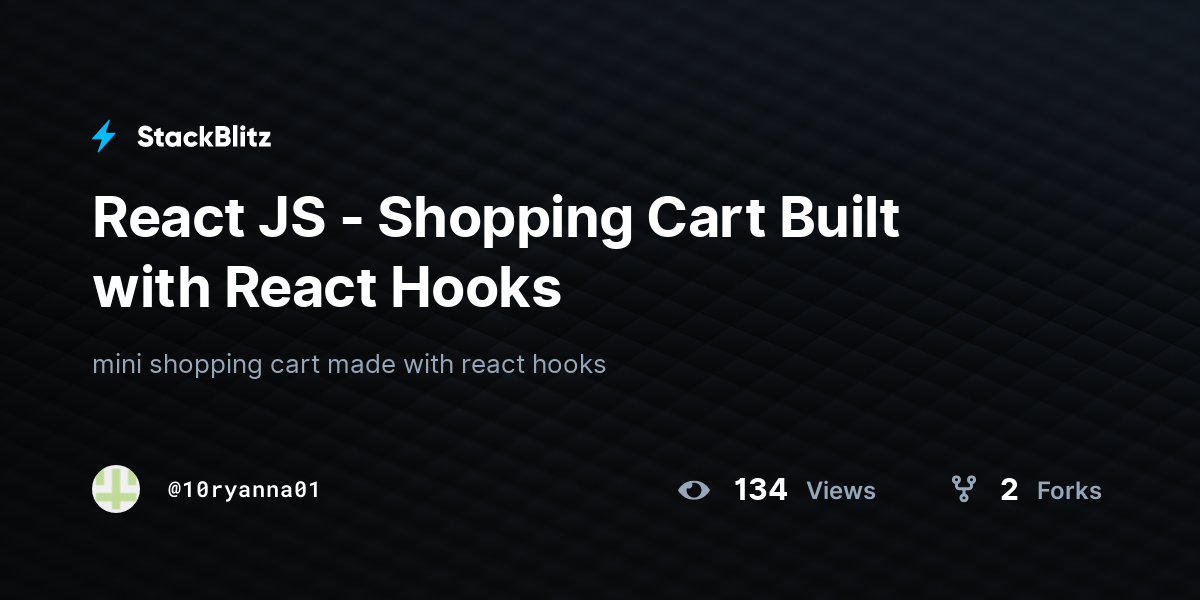 React JS - Shopping Cart Built with React Hooks - StackBlitz