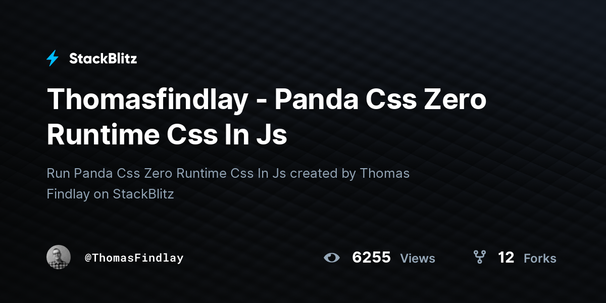Thomasfindlay - Panda Css Zero Runtime Css In Js - StackBlitz