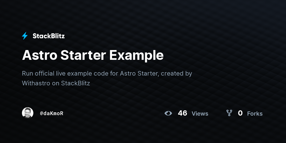 Astro Starter Example - StackBlitz