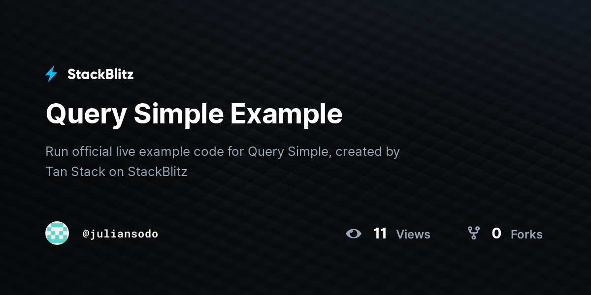 Query Simple Example - StackBlitz