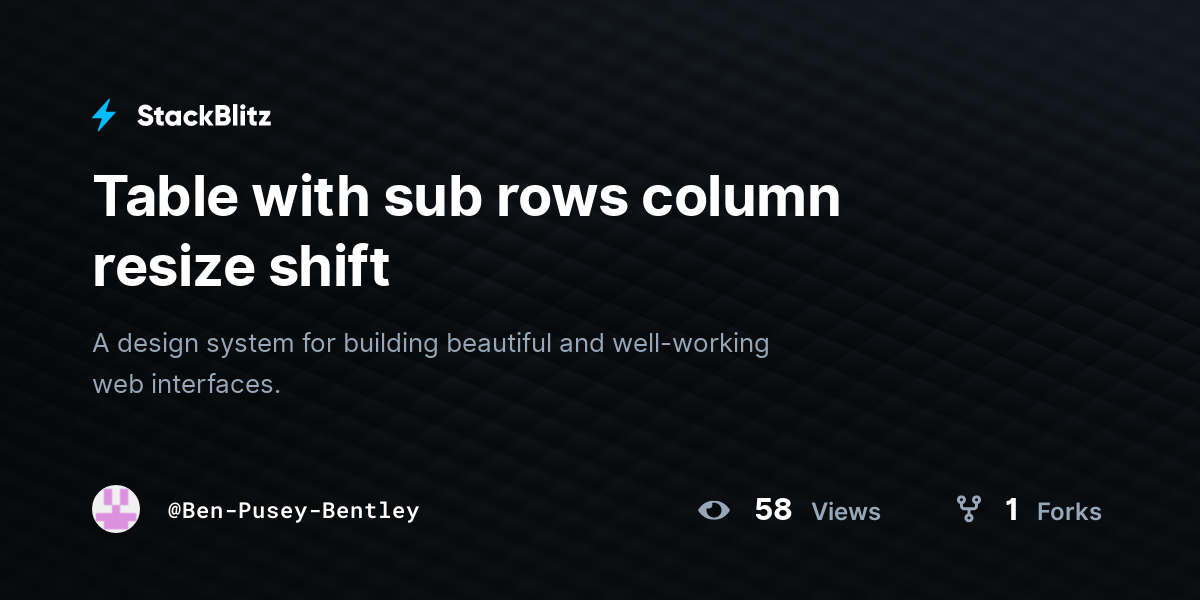 Table with sub rows column resize shift - StackBlitz