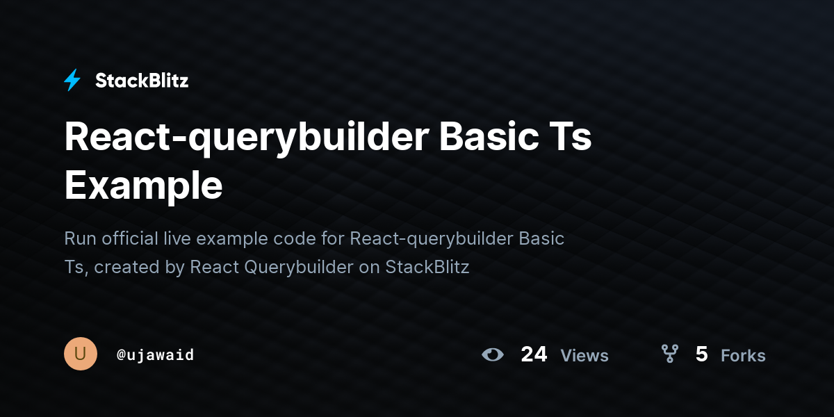 React-querybuilder Basic Ts Example - StackBlitz