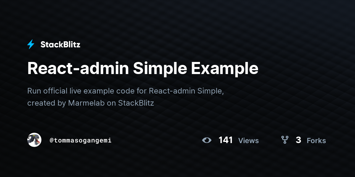 React-admin Simple Example - StackBlitz