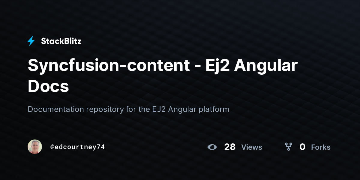 Syncfusion-content - Ej2 Angular Docs - StackBlitz