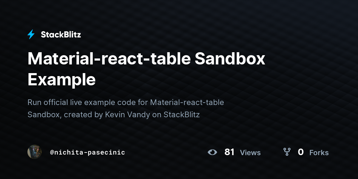 Material-react-table Sandbox Example - StackBlitz