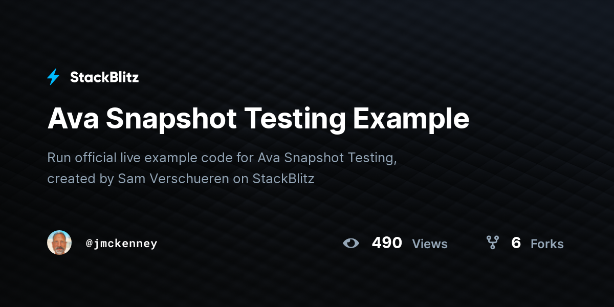 Ava Snapshot Testing Example - StackBlitz