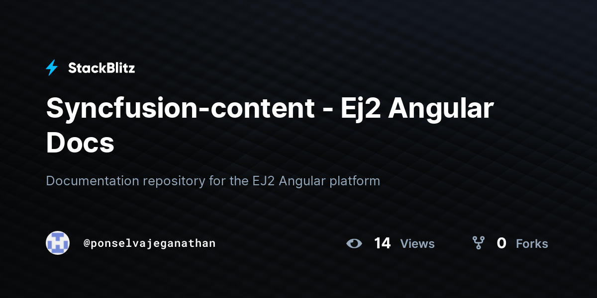 Syncfusion-content - Ej2 Angular Docs - StackBlitz