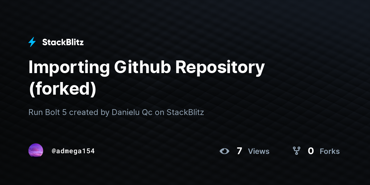 Importing Github Repository (forked) - StackBlitz