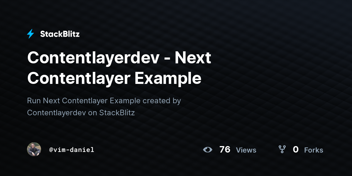 Contentlayerdev - Next Contentlayer Example - StackBlitz
