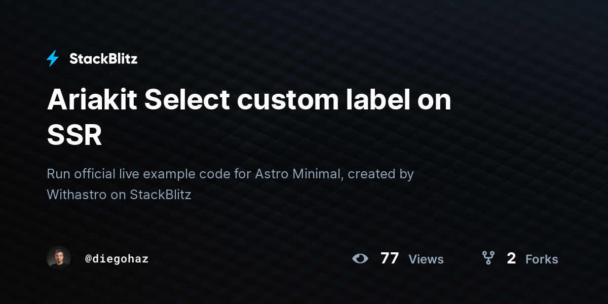 Ariakit Select custom label on SSR - StackBlitz