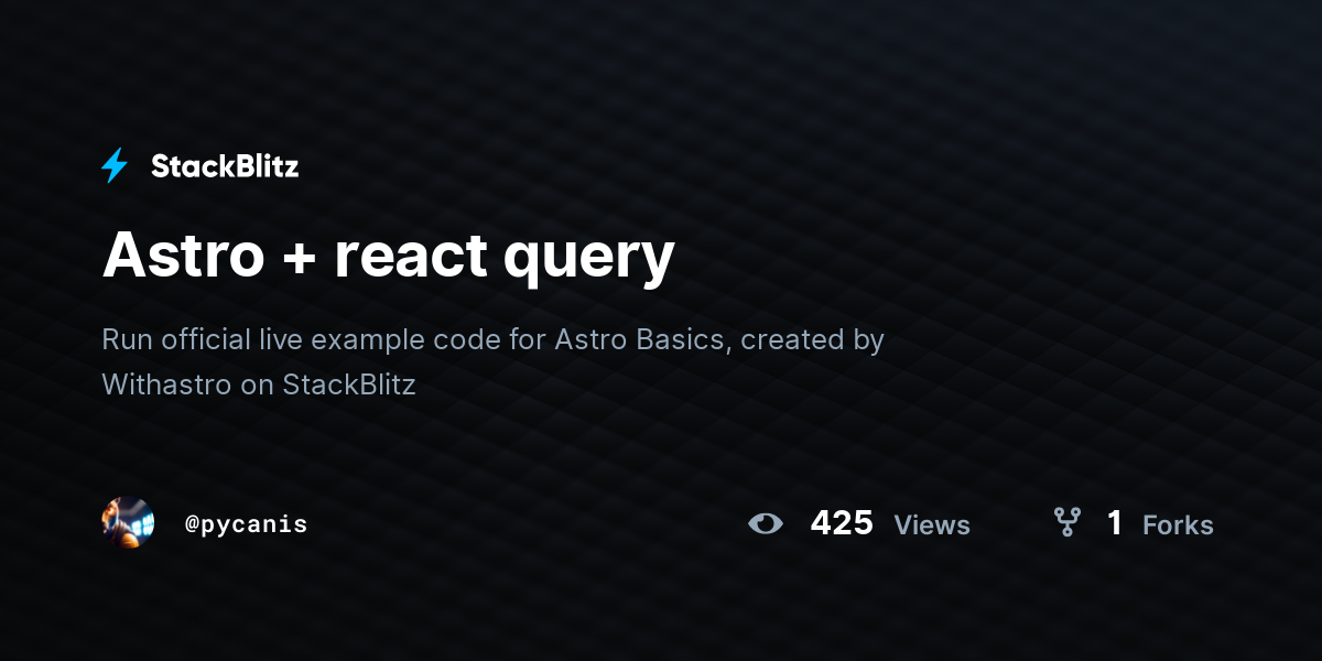 Astro + react query - StackBlitz