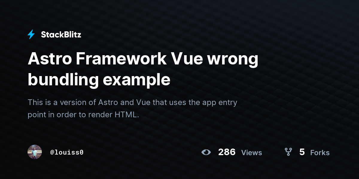 Astro Framework Vue wrong bundling example - StackBlitz