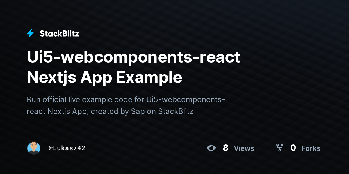Ui5-webcomponents-react Nextjs App Example - StackBlitz