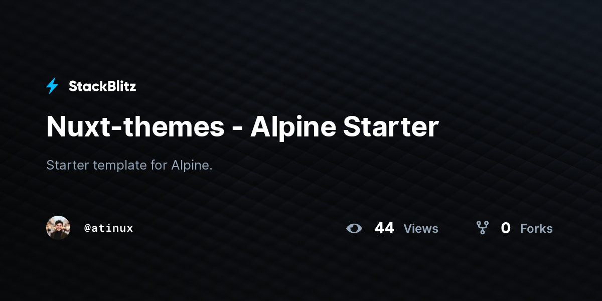 Nuxt-themes - Alpine Starter - StackBlitz